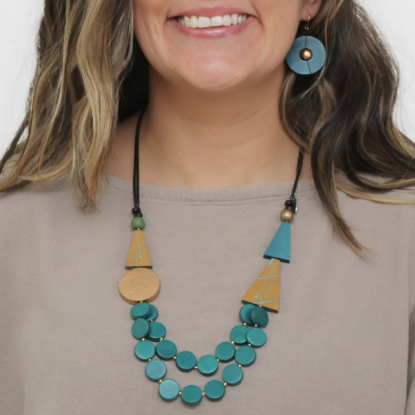 Teal Scarlett Multi-Strand Art Necklace - Bold Statement Jewelry ...