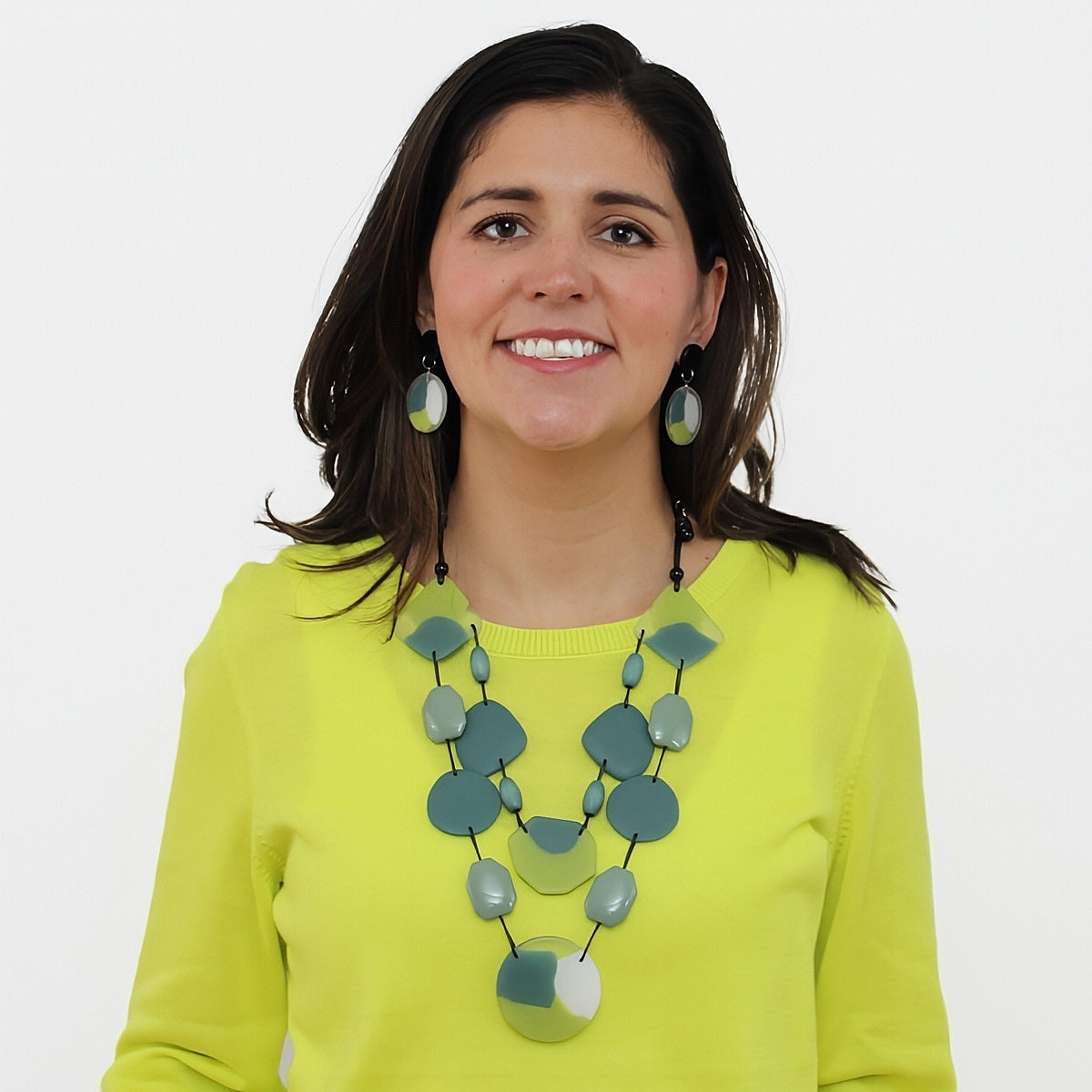 Sage Green Camryn Double Strand Necklace Sylca Designs 0221