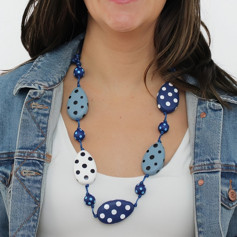Blue Polka Dot Molly Necklace – Sylca Designs