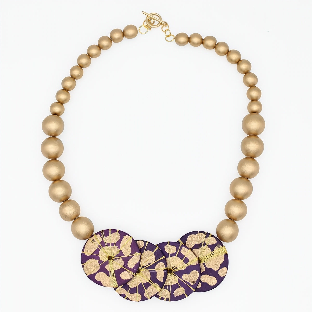 Gilded Plum Disc Necklace - Gold & Purple Statement Jewelry | Sylca Designs