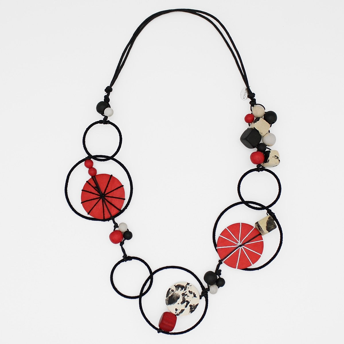 Red Hayden Disk Necklace - Adjustable Statement Jewelry | Sylca Designs