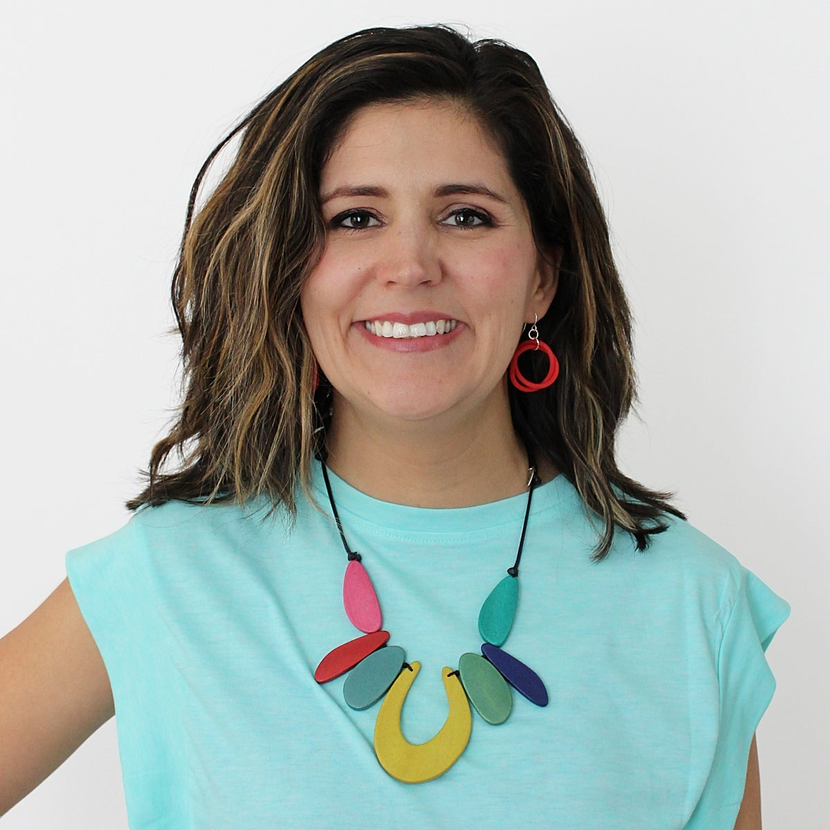 Emery Open Curve Multi-Color Necklace – Sylca Designs