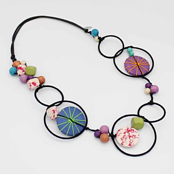 Multi Color Hayden Disk Necklace - Adjustable Handcrafted Statement ...